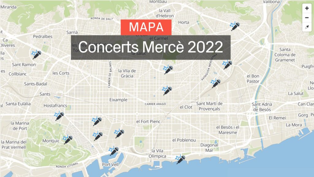 Mapa amb tots els concerts de la Mercè 2022 a Barcelona