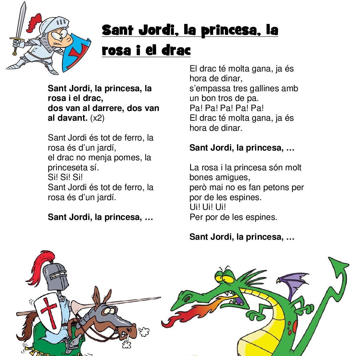 Dibuixos de Sant Jordi per pintar: roses, dracs i llibres