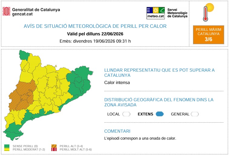Primers avisos del Meteocat per l'onada de calor a Catalunya